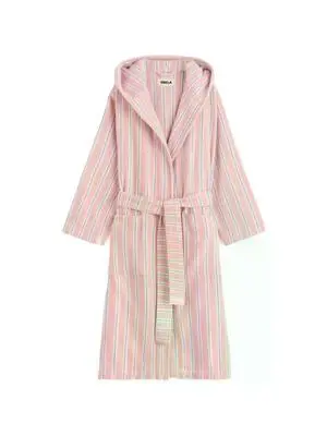 TEKLA Hooded Striped-pattern Bathrobe - Pink
