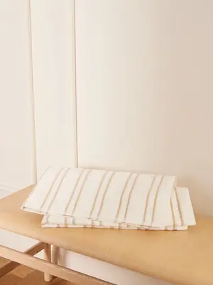 Brunello Cucinelli Embroidered Striped Cotton-terry Beach Towel - Neutrals