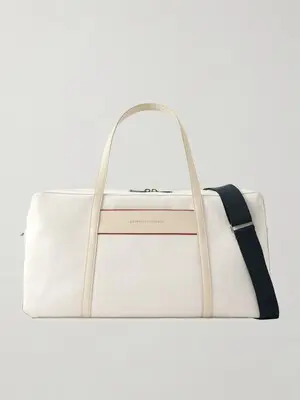 Brunello Cucinelli Leather-trimmed Canvas Duffle Bag - Neutrals