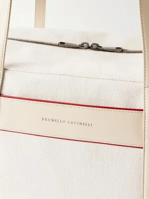 Brunello Cucinelli Leather-trimmed Canvas Duffle Bag - Neutrals