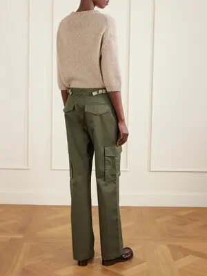 Burberry Freja Cotton-twill Straight-leg Cargo Pants - Green