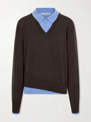 Acne Studios Layered Wool Polo Sweater - Brown