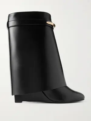 Givenchy Shark Embellished Leather Ankle Boots - Black