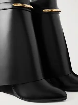 Givenchy Shark Embellished Leather Ankle Boots - Black