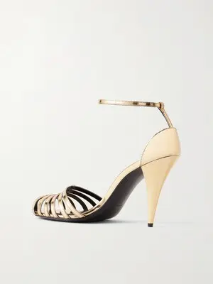 Givenchy Cage Metallic-leather Sandals - Gold