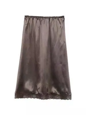 Magda Butrym Lace-trim A-line Midi Skirt - Brown