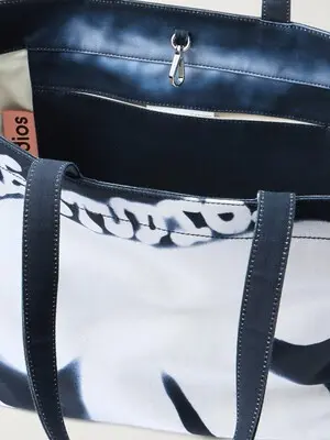 Acne Studios Logo Printed Cotton-canvas Tote - Blue