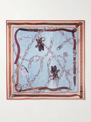 Acne Studios Printed Silk-satin Scarf - Blue