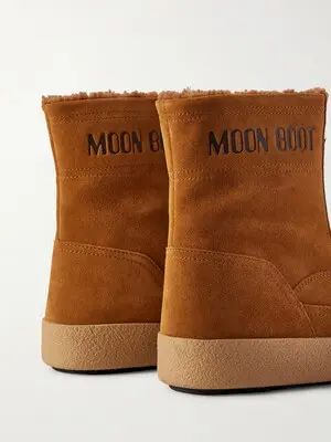 Moon Boot Lara Suede And Shearling Ankle Boots - Brown