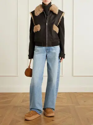 Moon Boot Park Shearling-lined Suede Slippers - Brown