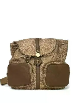 Borbonese Flap Printed Backpack - Brown