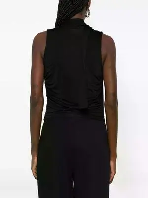 AYA MUSE Self-tie Draped Top - Black