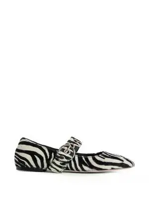 AeydĒ Zebra-print Pony-hair Ballet Flats - White