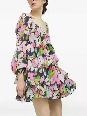 Abercrombie Floral-print Tiered Mini Dress - Pink