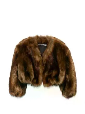 Alexander Wang Cropped Faux-fur Jacket - Brown