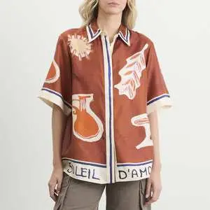 ALEMAIS Soleil D'amour Silk Shirt - Rust