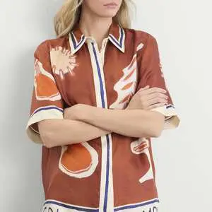 ALEMAIS Soleil D'amour Silk Shirt - Rust