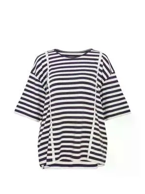 PUSHBUTTON Striped Buttoned T-shirt