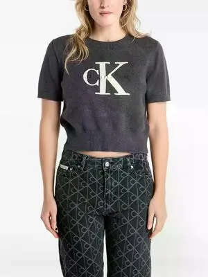 Calvin Klein Graphic Short-sleeve Sweater - Grey