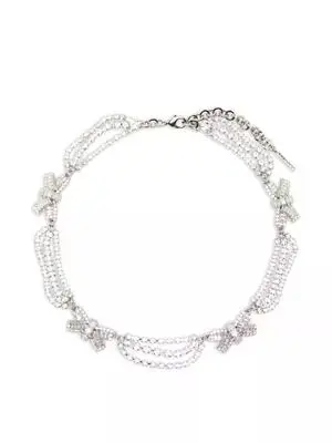 Alessandra Rich Bow-embellished Necklace - Silver