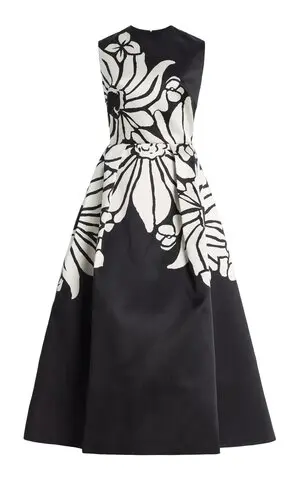 Elie Saab Printed Mikado Midi Dress