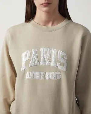 ANINE BING Harry Shrunken Paris Sweatshirt - Beige