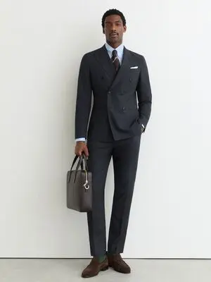 REISS Venue Tailored Fit Double-breasted Check Suit Blazer Wool-blend