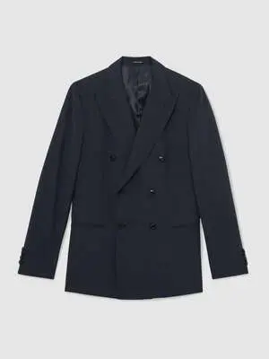 REISS Venue Tailored Fit Double-breasted Check Suit Blazer Wool-blend