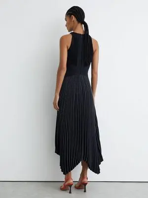 REISS Rachel Pleated Sleeveless Midi Dress