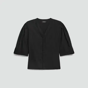 Theory Button-up Top In Good Linen - Black