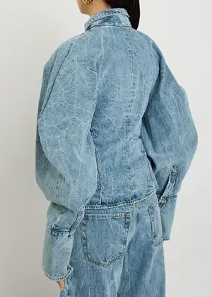 A.W.A.K.E. Mode Tie-neck Washed Denim Shirt - Indigo