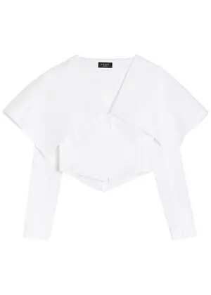 A.W.A.K.E. Mode Oversized-collar Cropped Cotton-blend Jacket - White