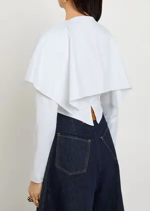 A.W.A.K.E. Mode Oversized-collar Cropped Cotton-blend Jacket