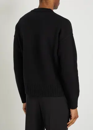 Ami Logo-intarsia Wool Jumper - Black