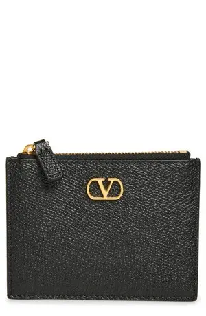 Valentino Garavani Vlogo Leather Card Case - Black