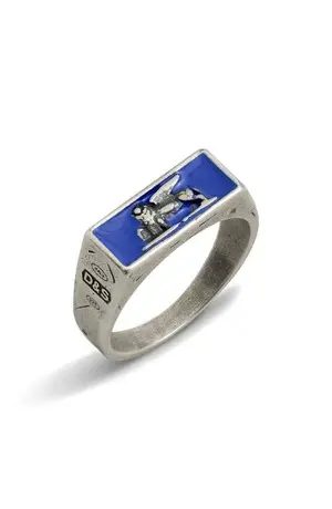 DEGS & SAL Venetian Lion Sterling Silver Ring - Royal Blue