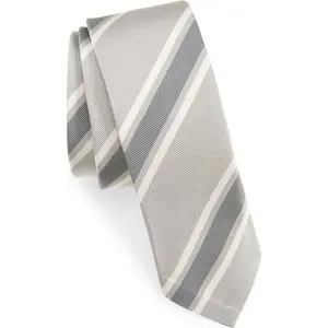 Thom Browne Classic Repp Stripe Silk & Cotton Tie Medium Grey