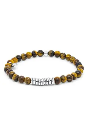 Tateossian Classic Discs Beaded Bracelet Brown