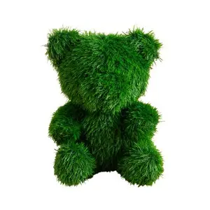 NEARLY NATURAL 14-in Uv Resistant Artificial Grass Garden Plush Topiary Bear - Green