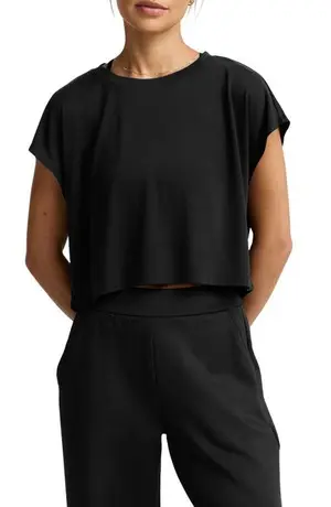 Beyond Yoga Studio Knit Crop T-shirt - Black