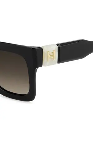 Carolina Herrera 52mm Gradient Square Sunglasses - Black Marble/brown Sf