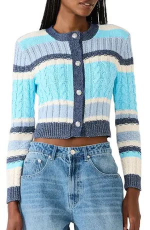 Steve Madden Eviee Crop Cotton-blend Cable Cardigan