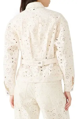 Steve Madden Henrietta Embroidered Eyelet Trucker Jacket