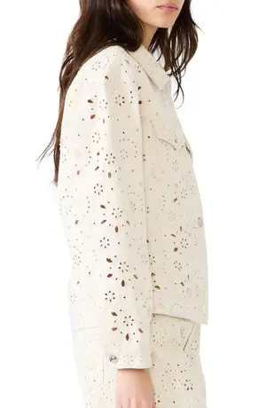 Steve Madden Henrietta Embroidered Eyelet Trucker Jacket