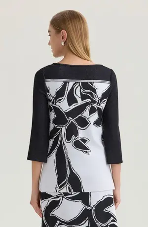 Ming Wang Floral Jacquard Knit Tunic