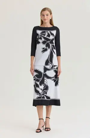Ming Wang Floral Jacquard Knit Tunic