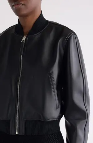 Givenchy Cropped Leather Bomber Jacket