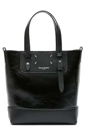 MAISON MARGIELA Mini Leather North/south Tote - Black/black
