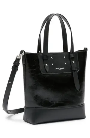 MAISON MARGIELA Mini Leather North/south Tote - Black/black