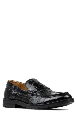 DONALD PLINER Caiden Croc Embossed Penny Loafer